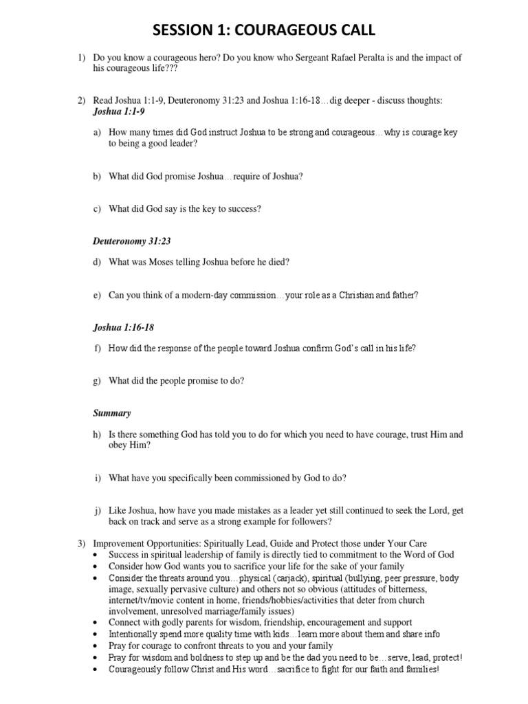 Courageous Living Bible Study Handouts | Joshua | Jesus