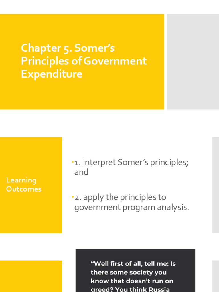 Chapter 5. Somer's Principles of Government Expenditure | PDF ...