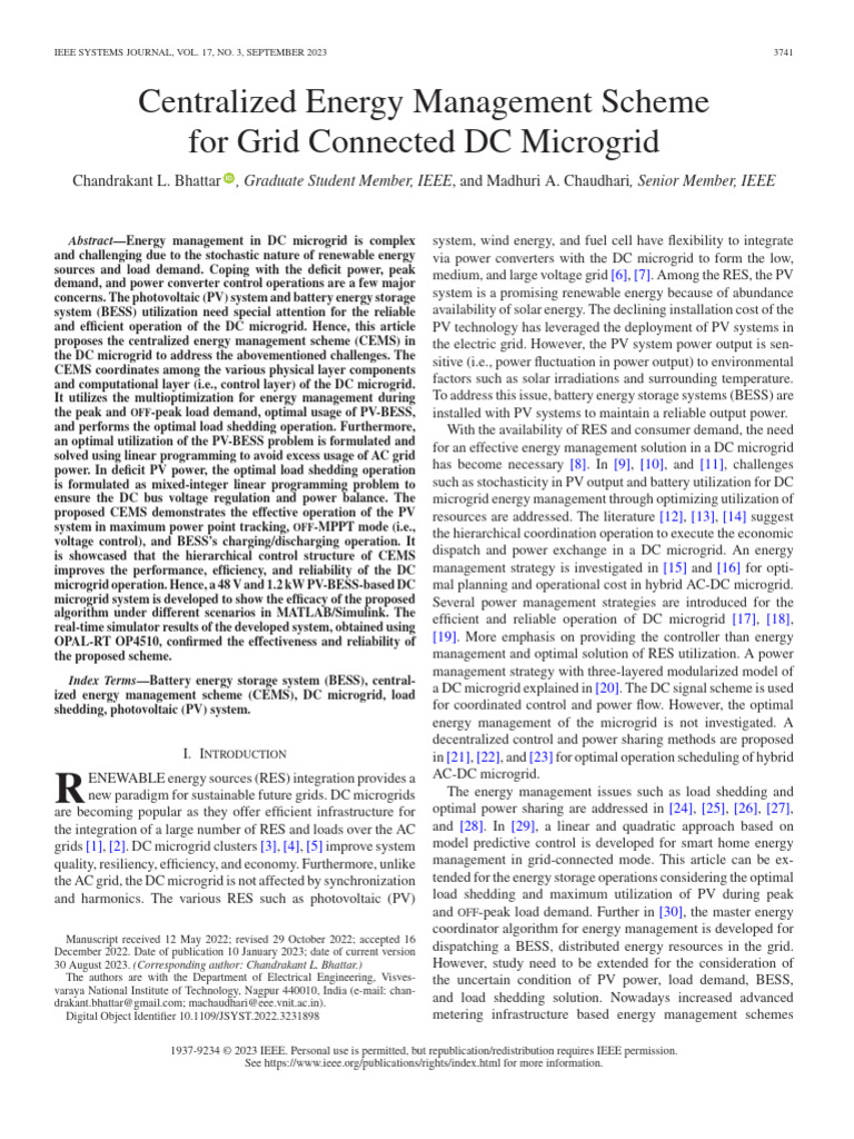 Centralized Energy Management Scheme For Grid Connected DC Microgrid ...