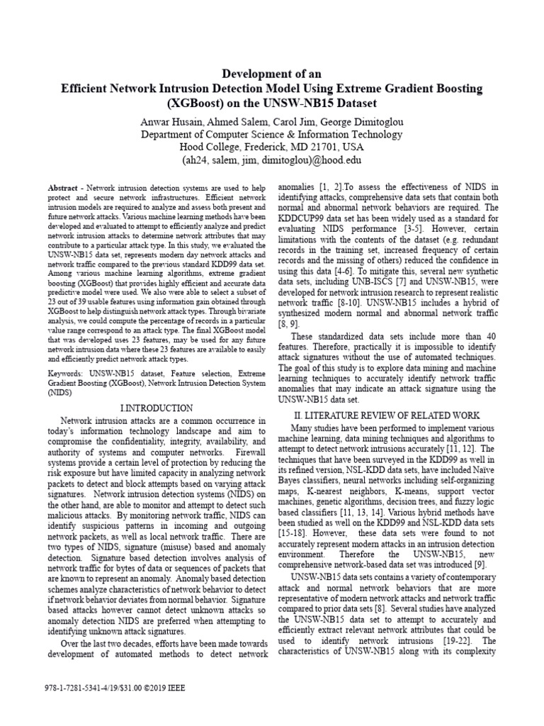 Development of An Efficient Network Intrusion Detection Model Using Extreme Gradient Boosting ...