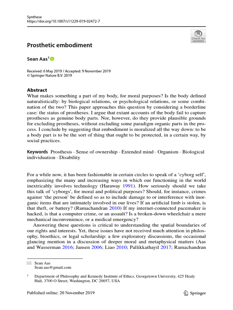 !Prosthetic Embodiment | PDF | Organisms | Prosthesis