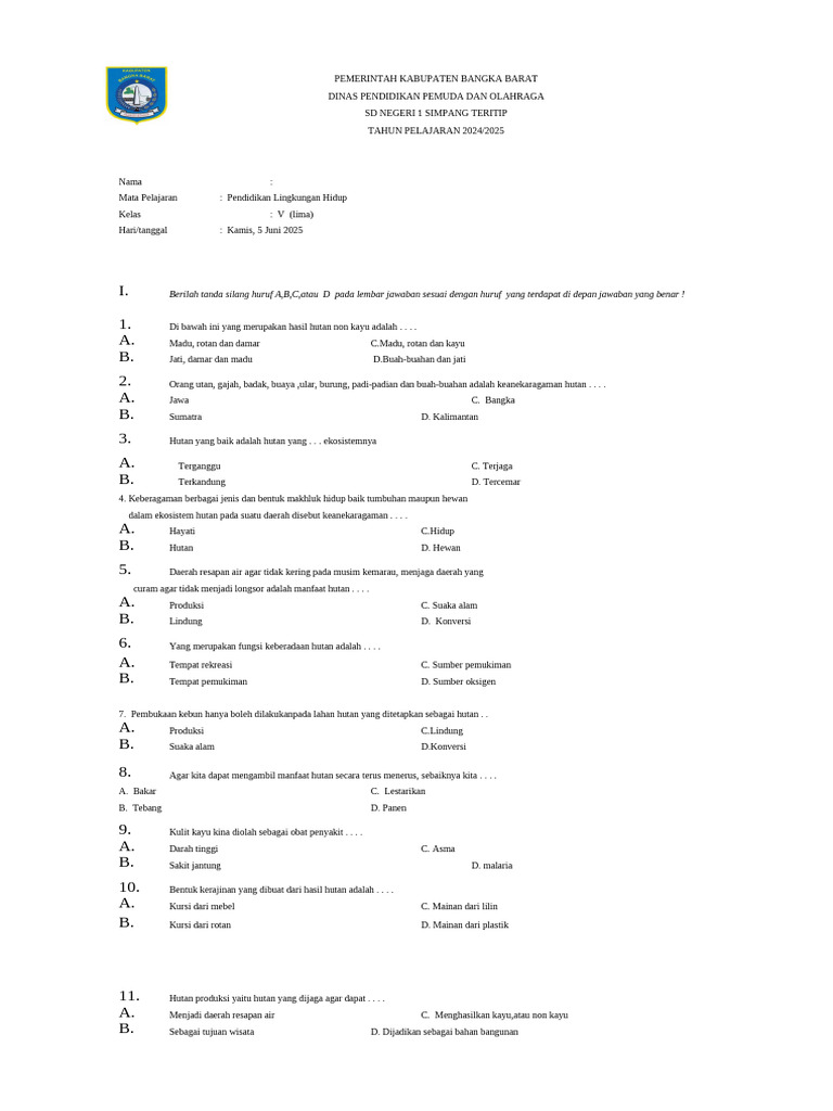 Soal Penilaian Sumatif Semester 2 Plh | PDF