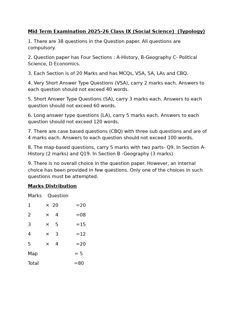 Class IX Social Science Exam Guide | PDF