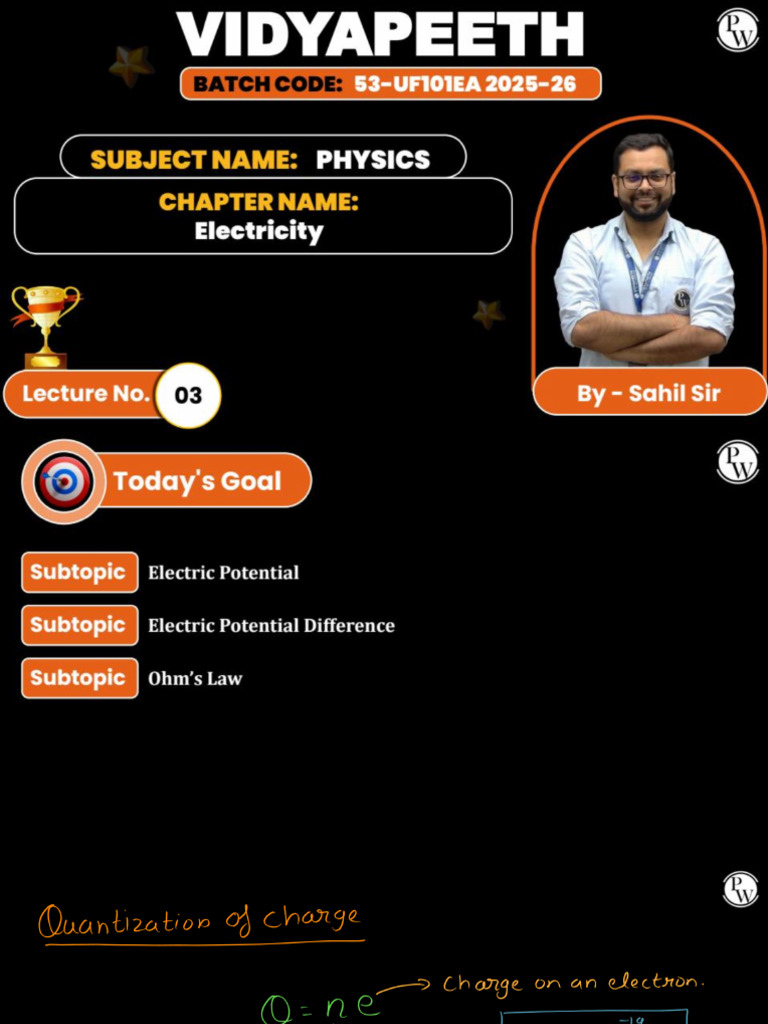 Lec 03 Electricity Physics (53-UF101EA) Sahil Sir | PDF