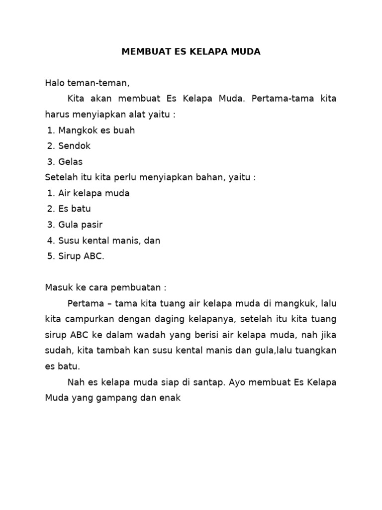 Prosedur Membuat Es Kelapa Muda | PDF