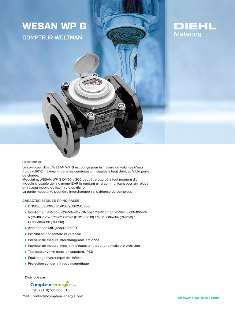 Compteur WESAN WP G: Caractéristiques et Usage | PDF | Mécanique des ...