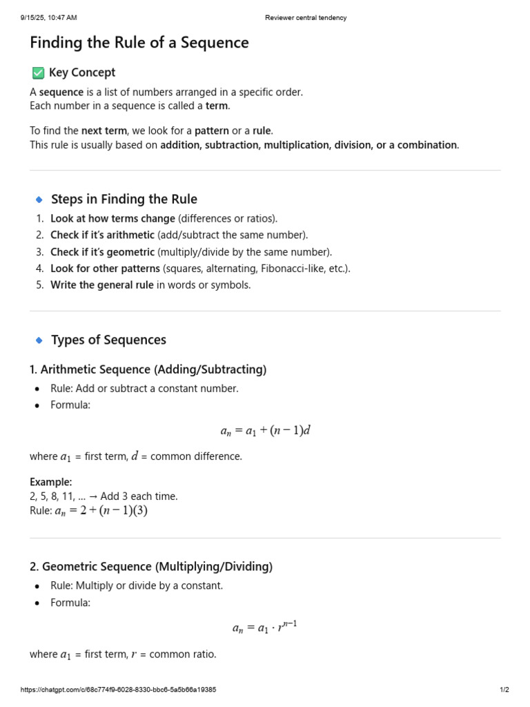 Finding The Rule of A Sequence | PDF | Multiplication | Numbers