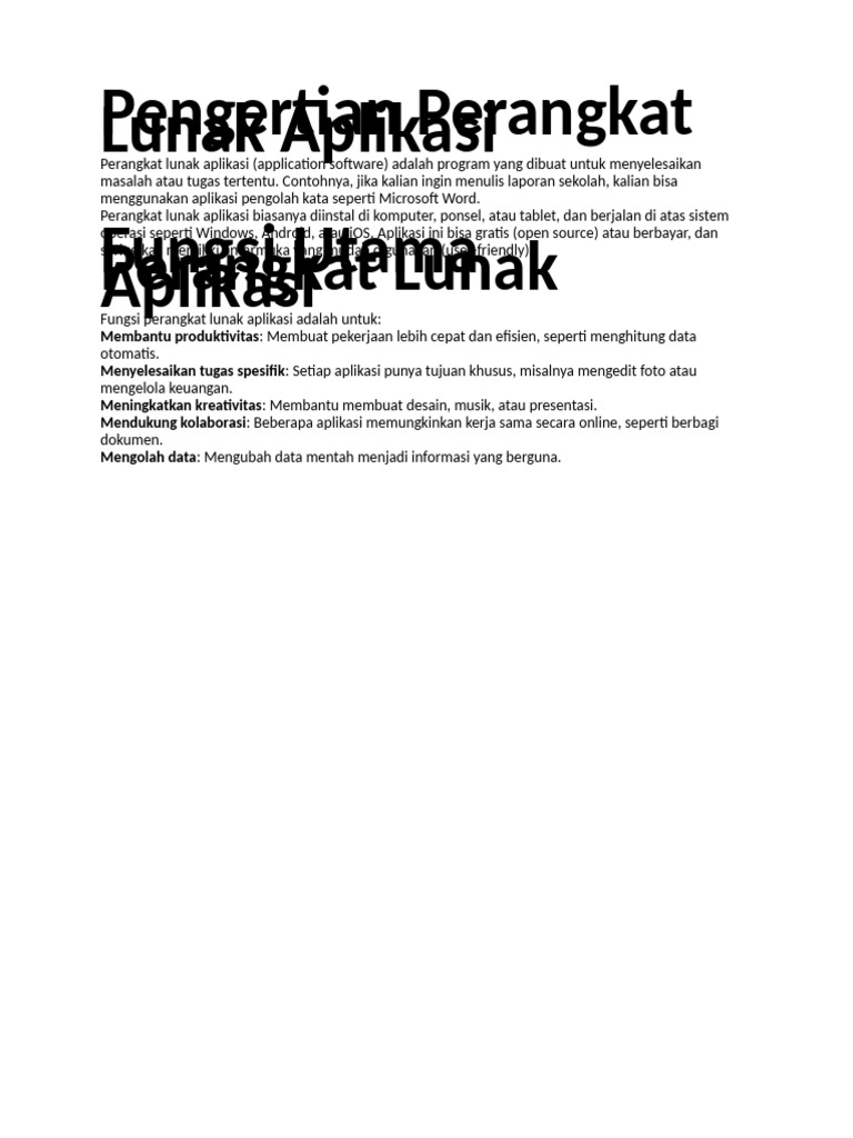 Pengertian Perangkat Lunak Aplikasi | PDF