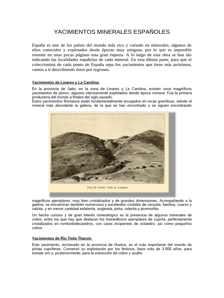 Yacimientos Minerales Españoles | PDF