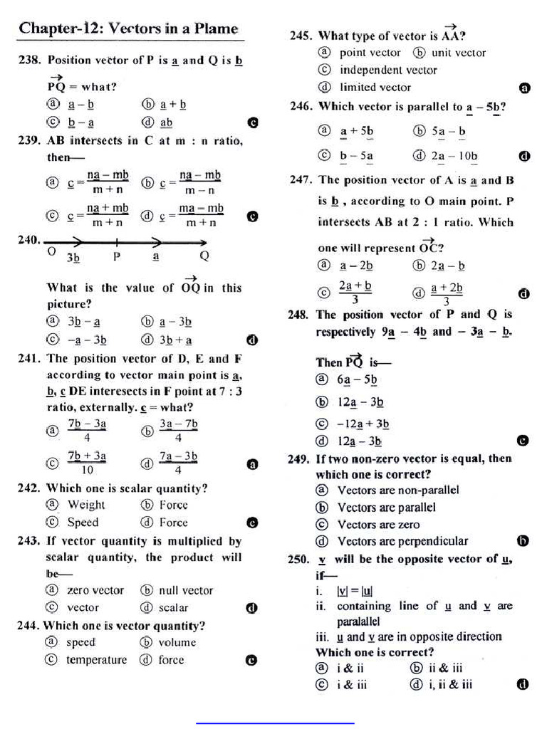 Ev SSC MCQ Question Ans Vectors in A Plane | PDF