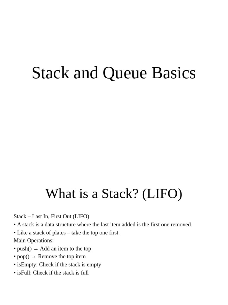Stack and Queue Data Structures Guide | PDF | Queue (Abstract Data Type ...