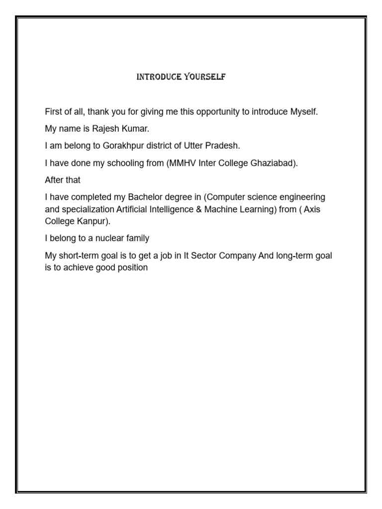 Introduce Yourself | PDF