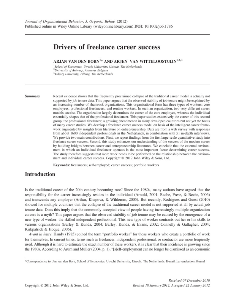 Drivers of Freelance Career Success | PDF | Entrepreneurship ...