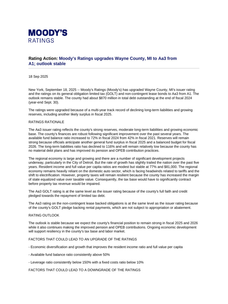 Rating Action Moodys Ratings Upgrades Wayne 18Sep2025 PR 909361701 (1 ...