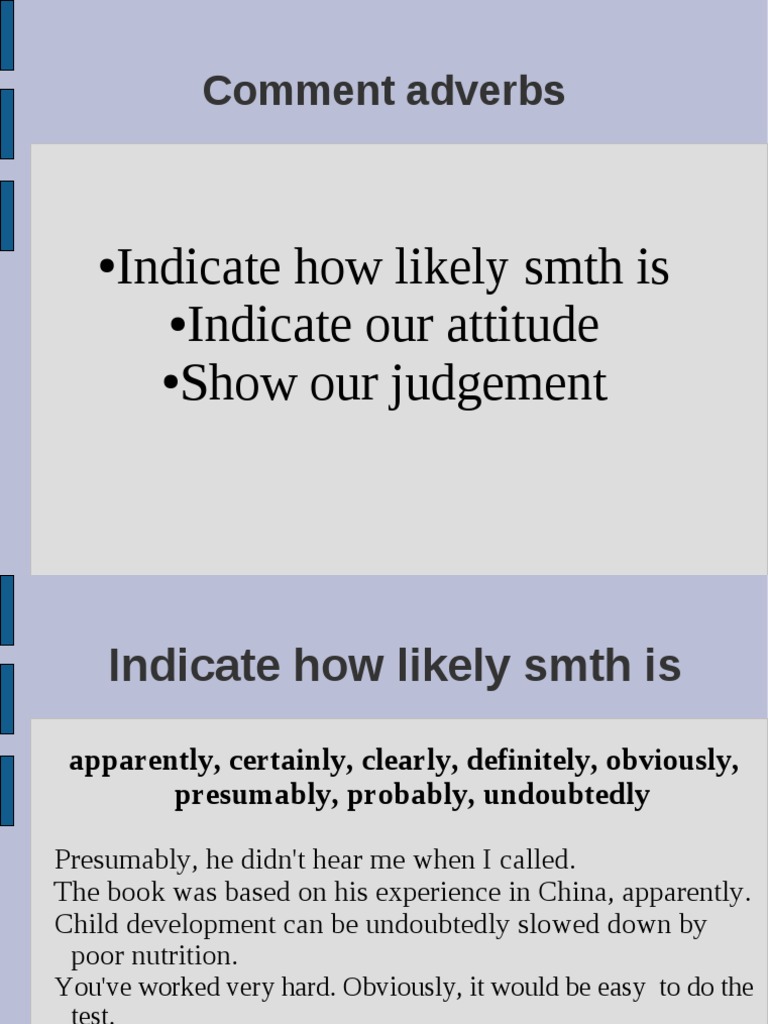 Comment Adverbs and Viewpoint Adverbs | PDF