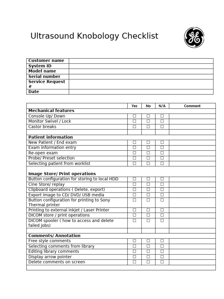Ultrasound Knobology Checklist | PDF | Printer (Computing) | Medical ...