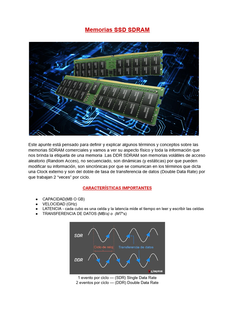 Características de Memorias SSD SDRAM | PDF | Memoria de acceso ...