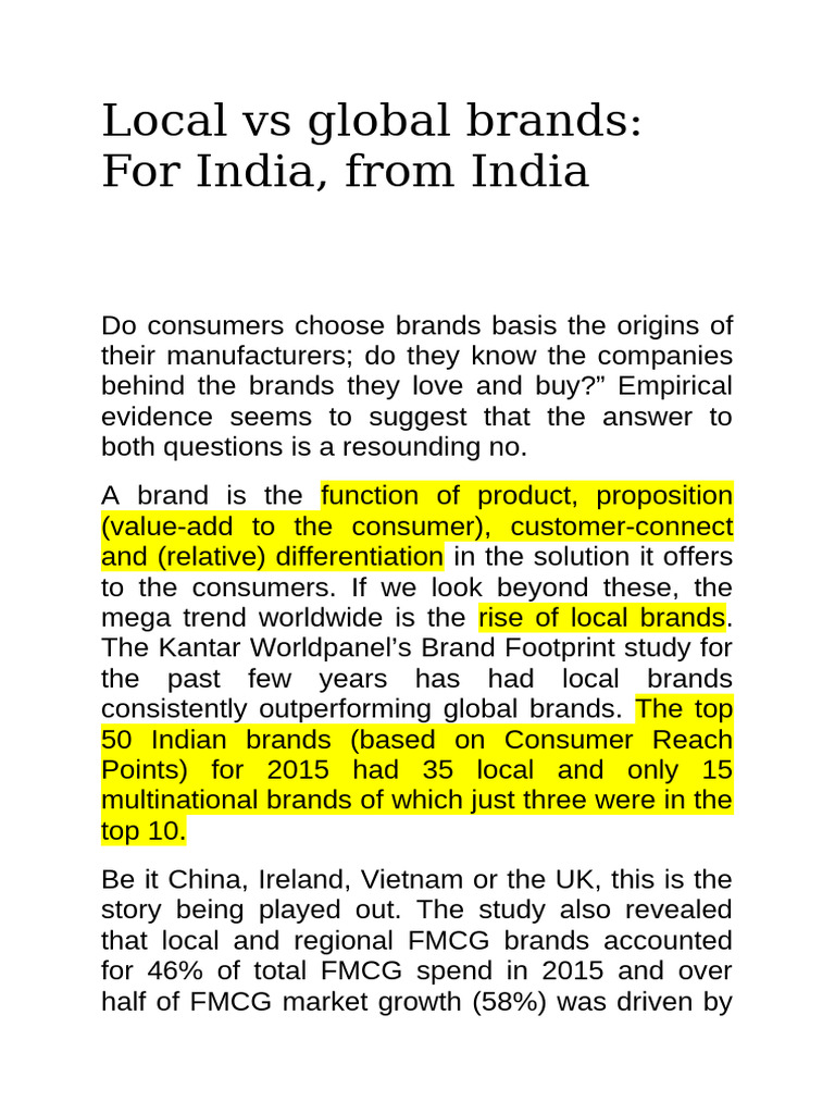 Case Study Local Vs Global Brands | PDF | Brand | Cosmetics