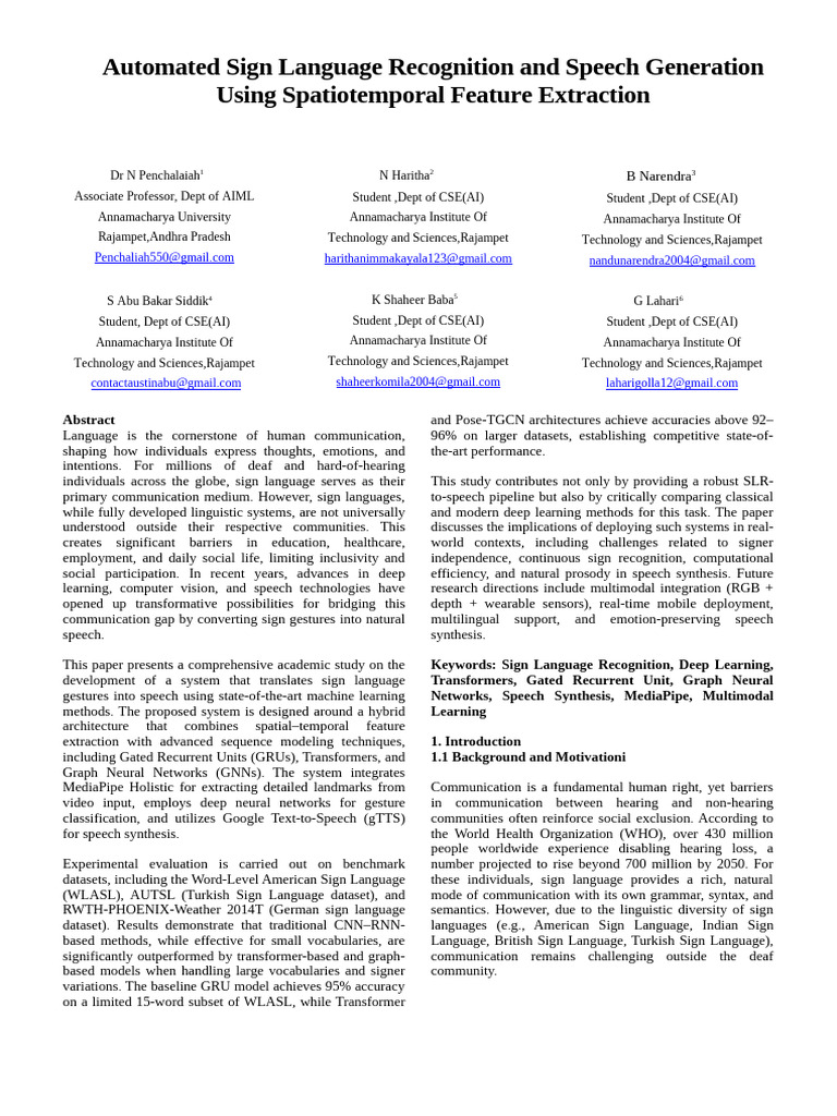 Sign Language to Speech Conversion System | PDF | Receiver Operating ...