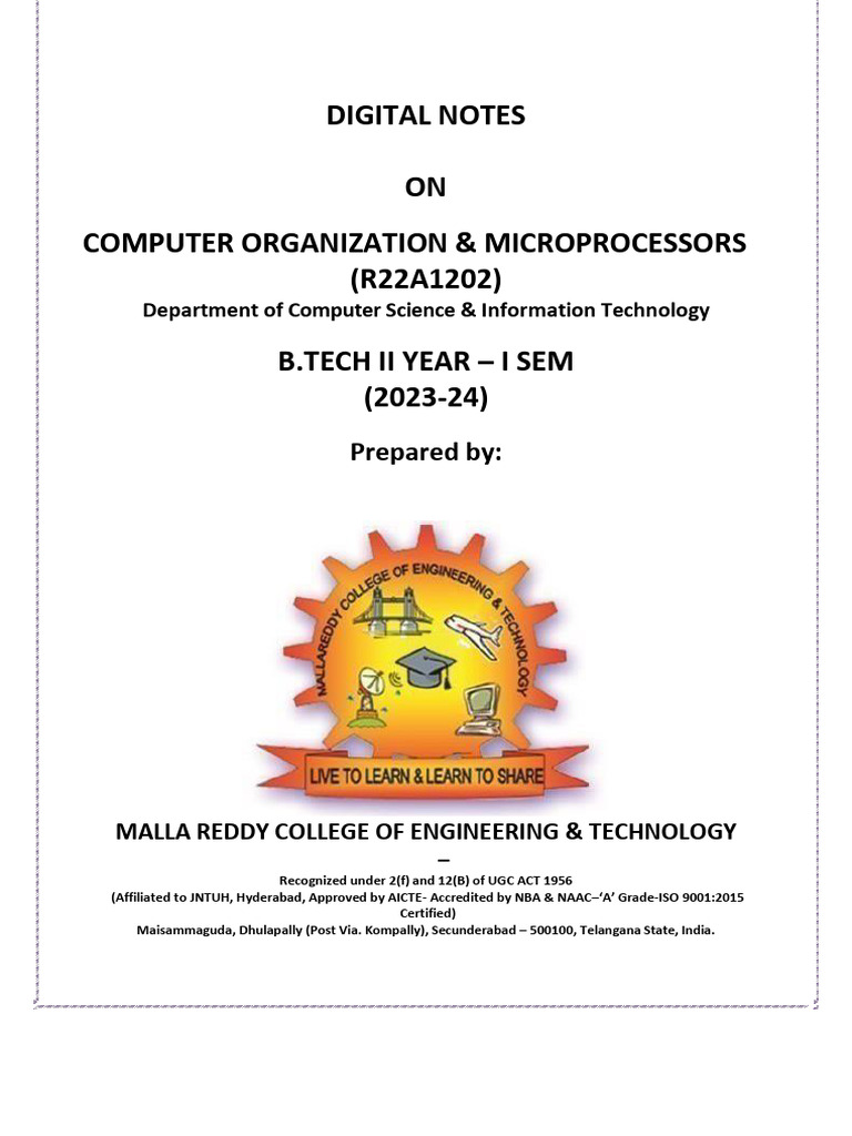 Csit - r22 - Computer Organization & Microprocessors | PDF | Central Processing Unit | Programming