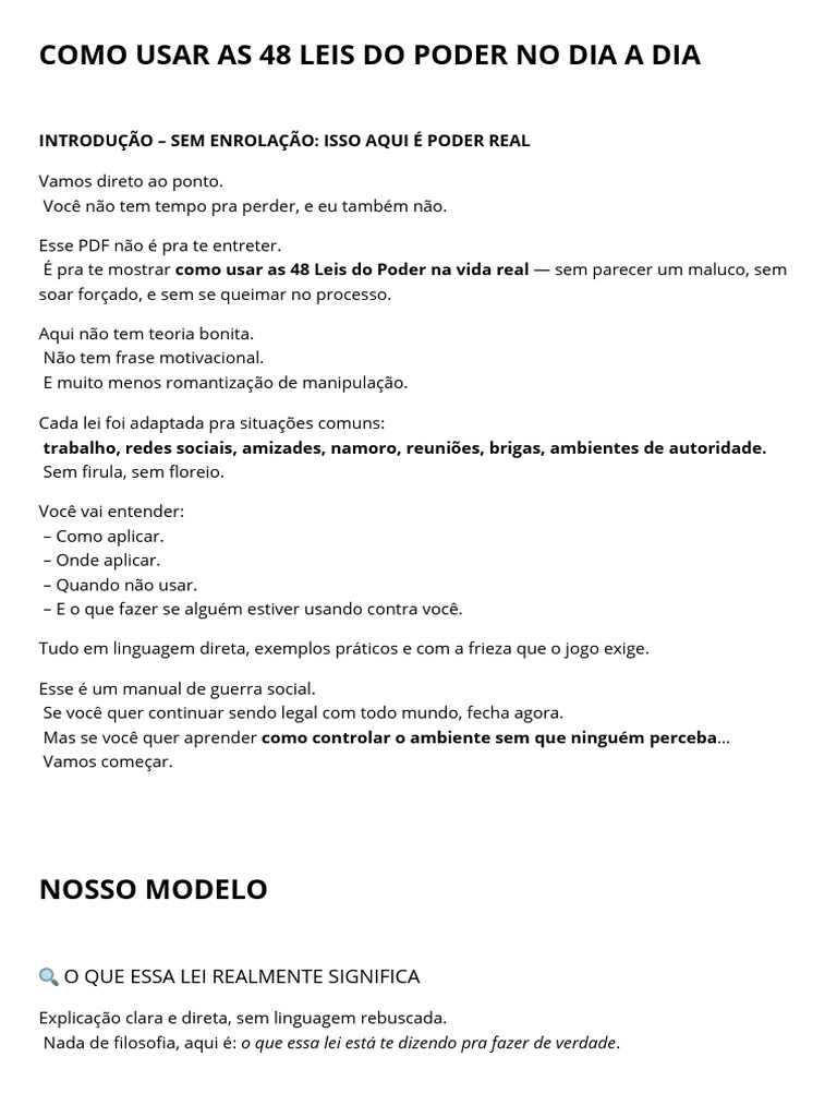Aplicando as 48 Leis do Poder Diariamente | PDF | Liderança | Tempo