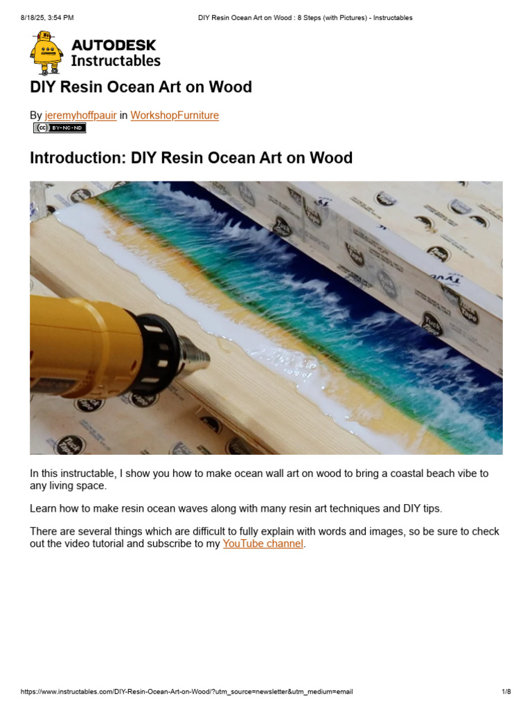 DIY Resin Ocean Art On Wood - 8 Steps (With Pictures) - Instructables | PDF | Epoxy