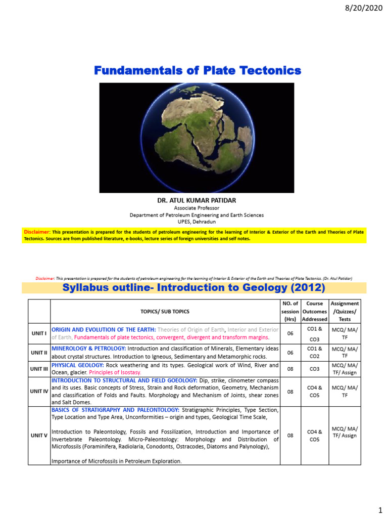 3) Lecture On Plate Tectonics A | PDF | Plate Tectonics | Geology