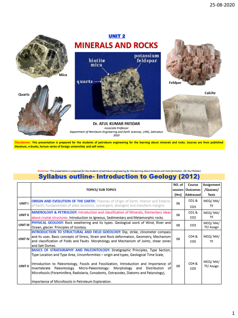 5) Lecture Slides Minerals and Rock Formation Part 1 | PDF | Minerals ...