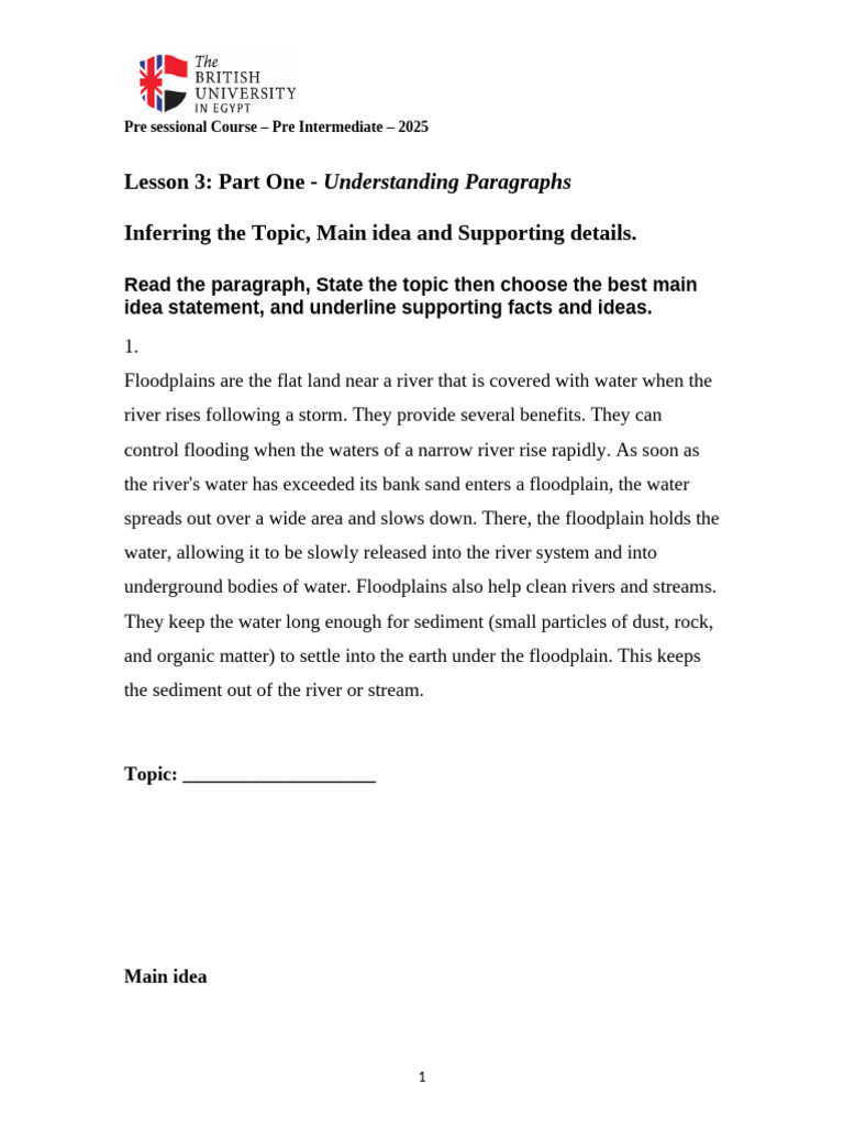 Understanding Paragraphs | PDF | Lake | River