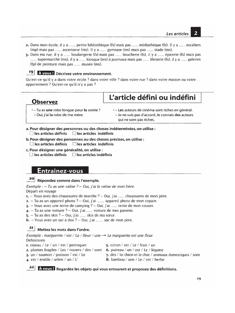 500 - Articles Indéfinis Ou Définis | PDF