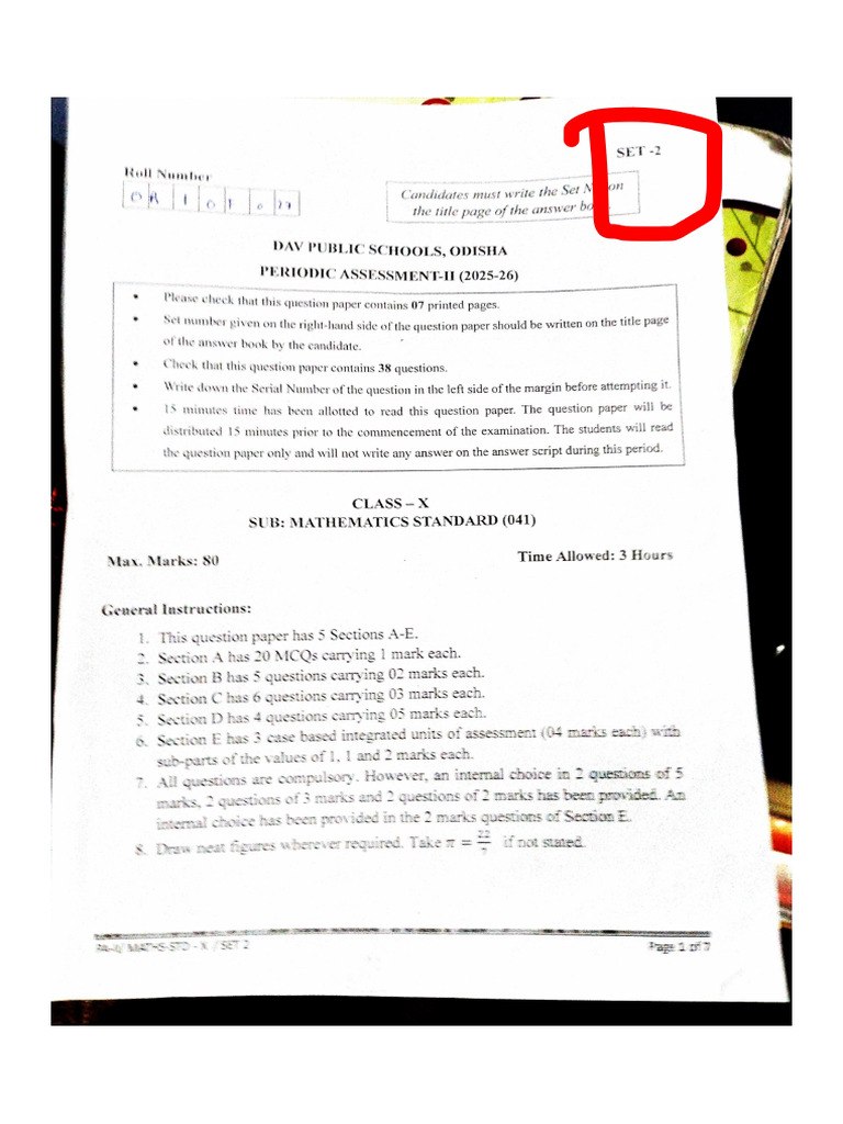 Class 10 Maths Question Paper Set2 | PDF