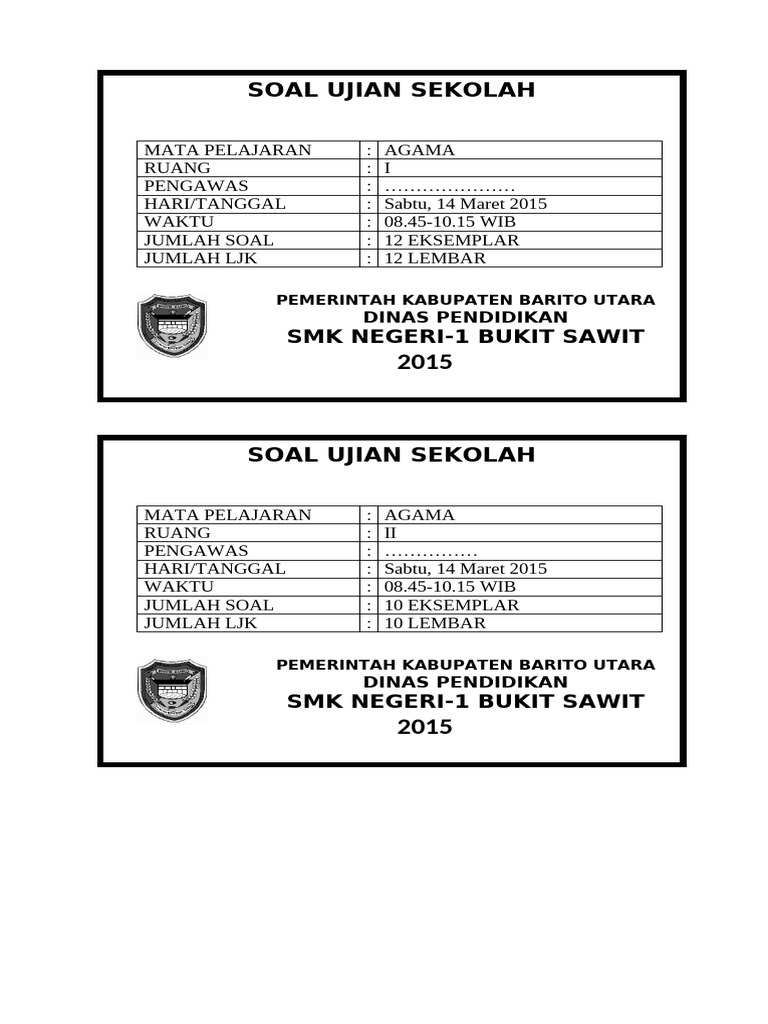 Sampul Soal Us | PDF