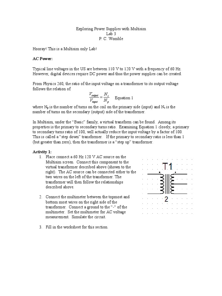 Exploring Power Supplies With Multisim | PDF | Transformer | Power Supply