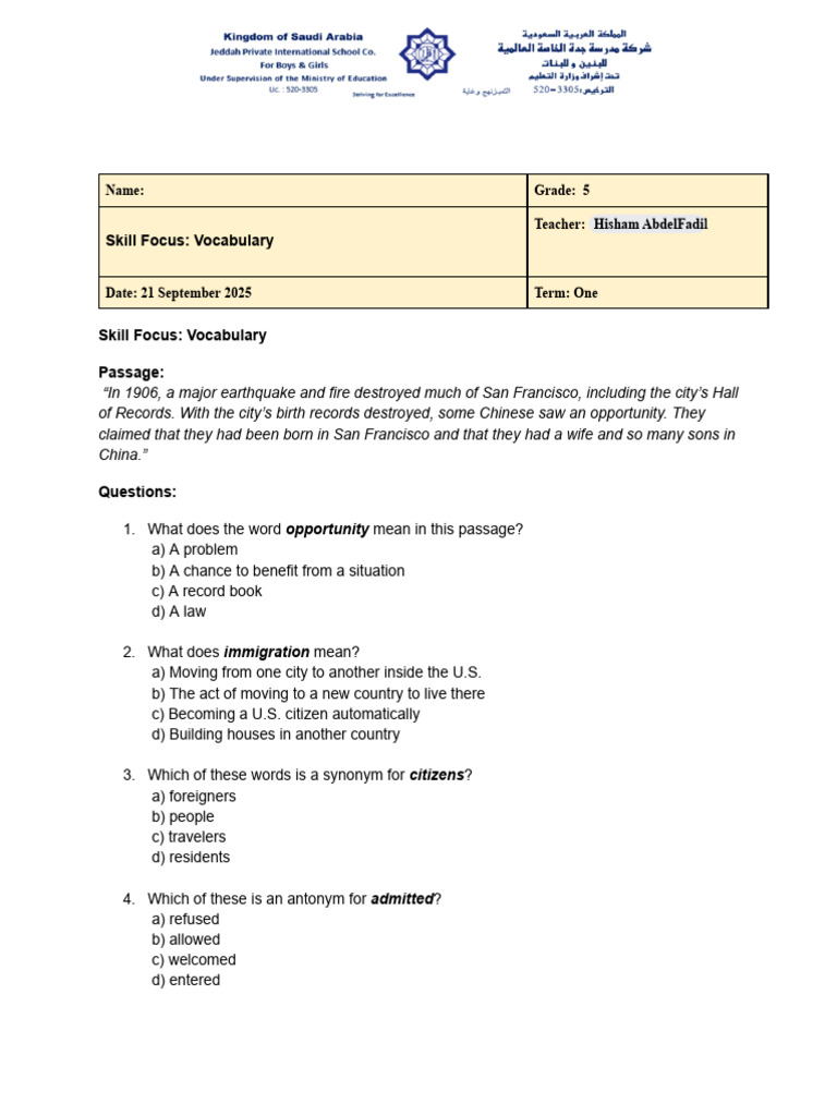 Week 5 Re-Teach Academic Vocabulary | PDF