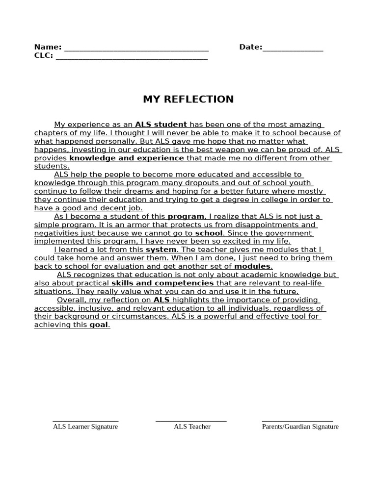 My Journey as an ALS Student | PDF