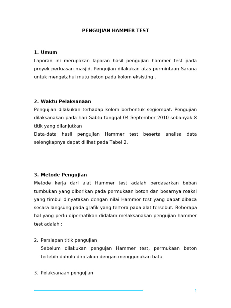 Hasil Pengujian Hammer Test Beton | PDF