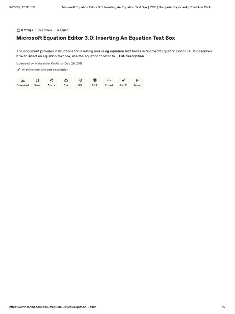 Microsoft Equation Editor 3.0df | PDF