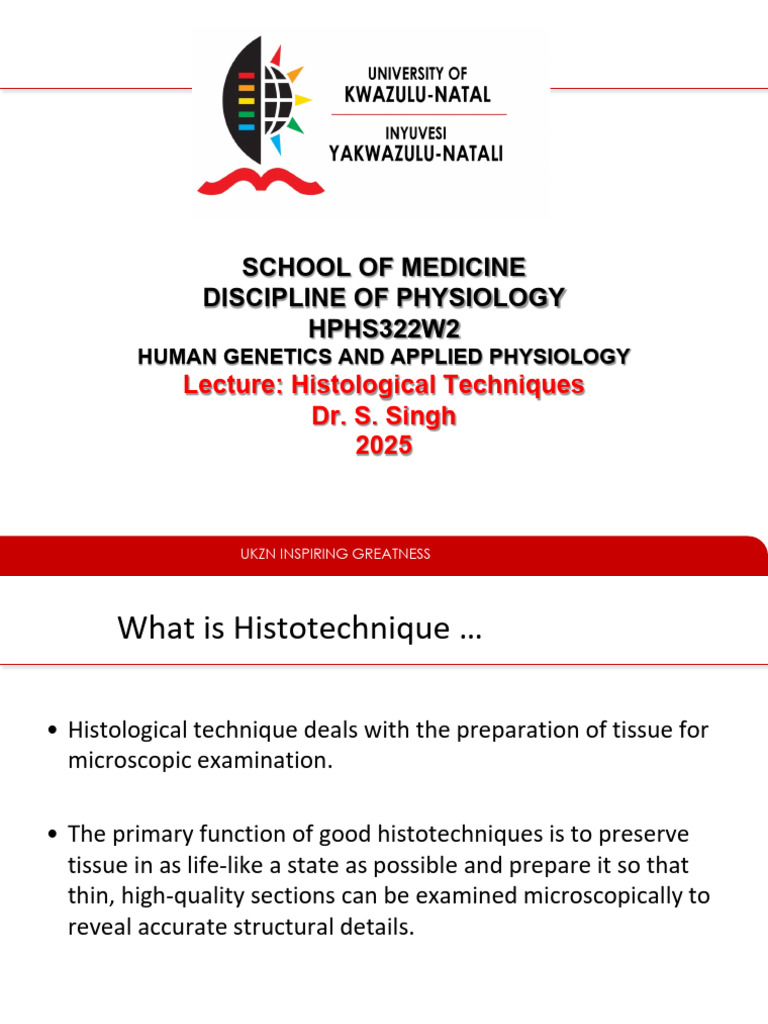 Histological Techniques - HPHS322W2-2025 | PDF | Fixation (Histology) | Staining