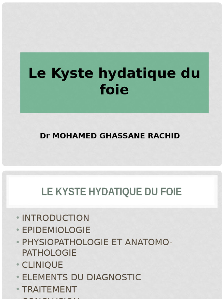 Kyste hydatique du foie : diagnostic et traitement | PDF | Spécialités ...