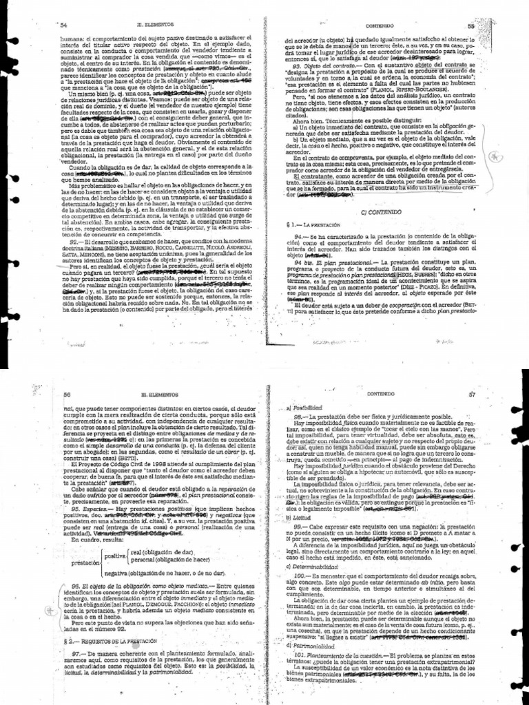 Prestacion - Elemento de Las Obligaciones - Manual de Alterini | PDF