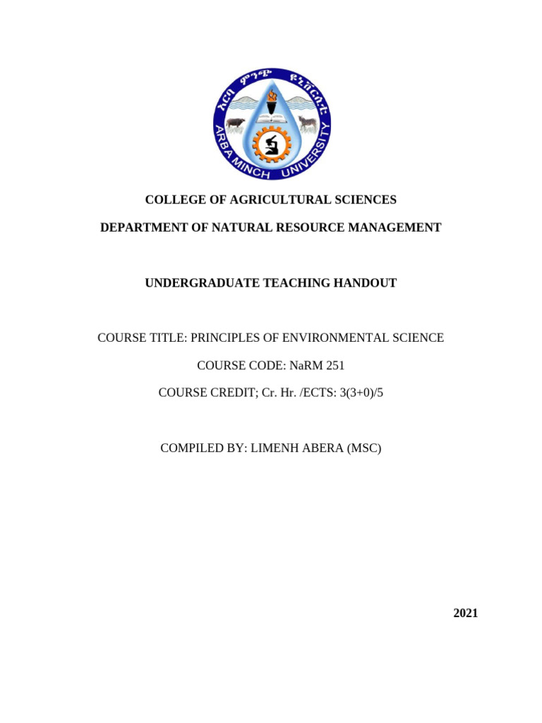 Handout (Principles of Environmental Science) | PDF | Sustainability ...