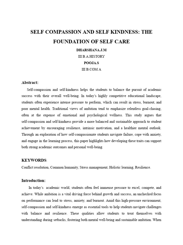 Self Compassion and Self Kindness | PDF | Psychological Resilience ...