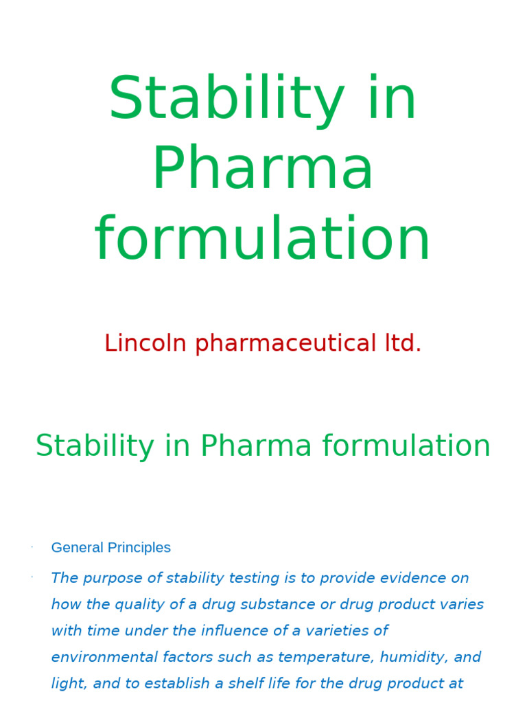 Pharma Formulation Stability Testing Guide | PDF | Pharmaceutical ...