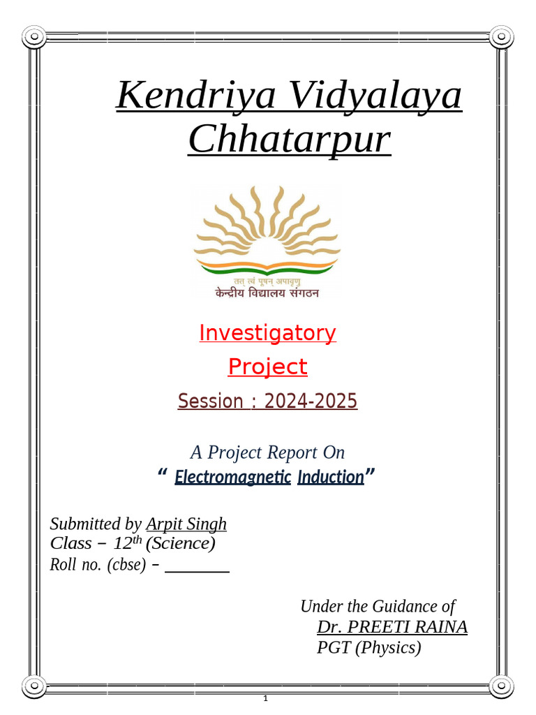 Physics Project Class XII 2021 22 Investigatory Project | PDF ...