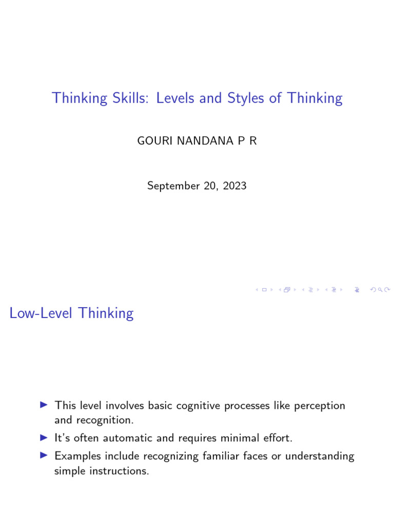 Module 1 (1.4 Thinking Levels) | PDF | Thought | Critical Thinking
