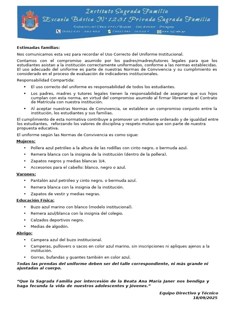 Uso Correcto del Uniforme Escolar | PDF | Ropa | Moda