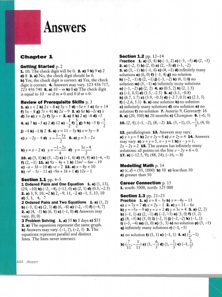 Textbook MathPower Answer Pages | PDF