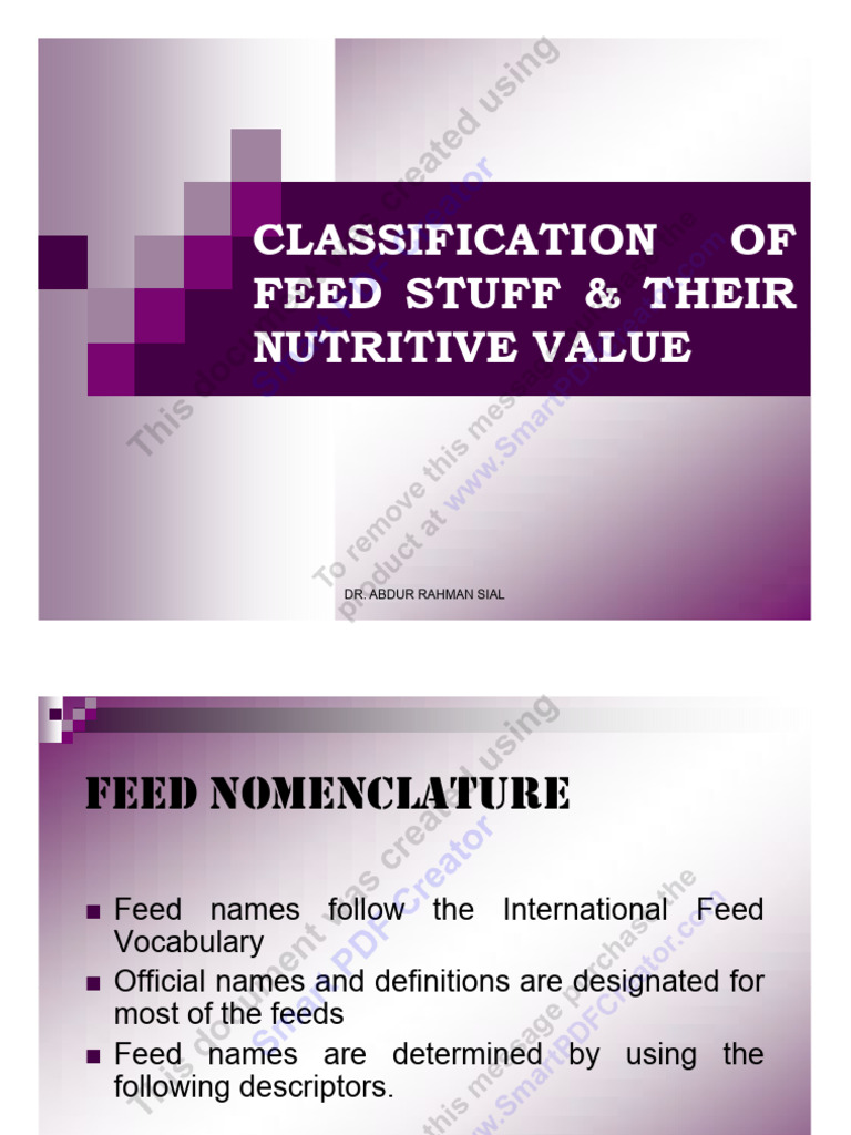Classification of Feed Stuff & Nutritive Value | PDF | Flour | Soybean