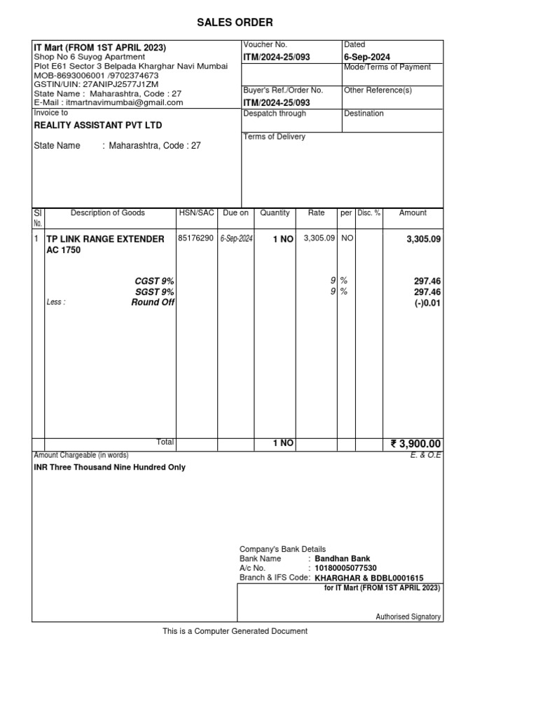 IT Mart Sales Order Invoice Details | PDF