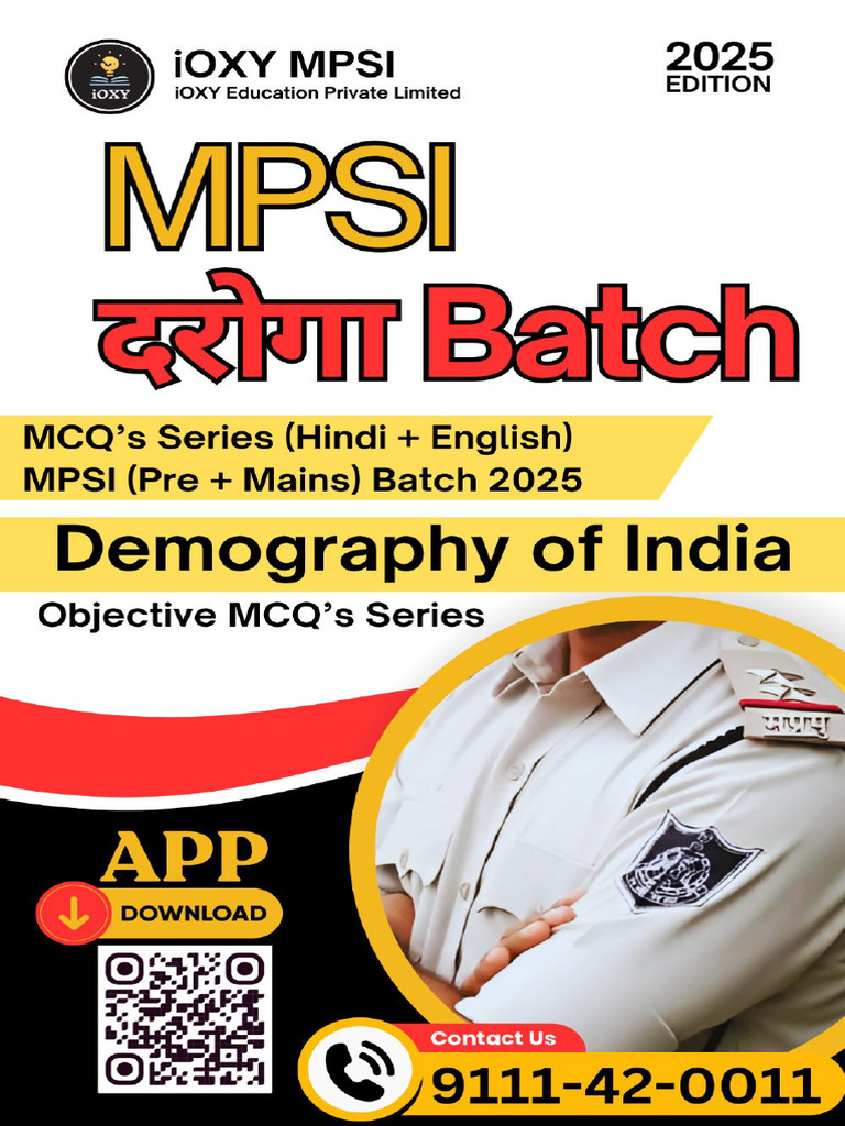 MPSI Demography of India Objective MCQ’s IOXY Education | PDF